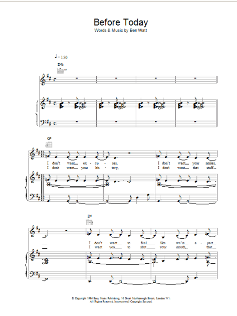 Before Today - Piano/Vocal/Guitar | zZounds