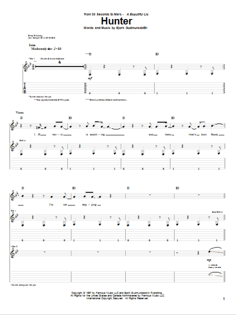Hunter - Guitar TAB | zZounds