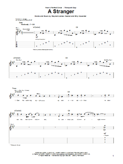 A Stranger - Guitar TAB | zZounds