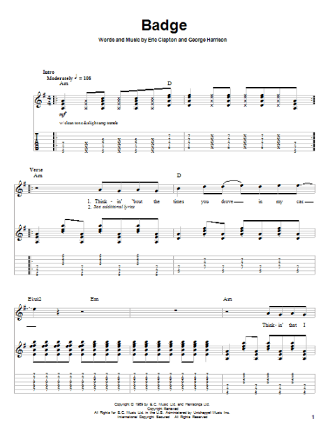 Badge - Guitar Tab Play-Along | zZounds