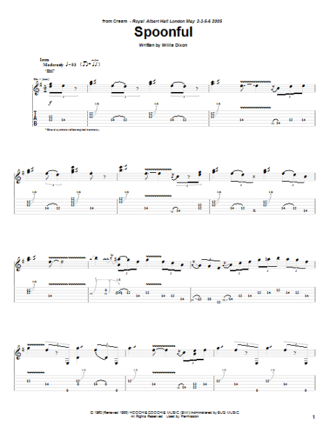Spoonful - Guitar TAB | zZounds