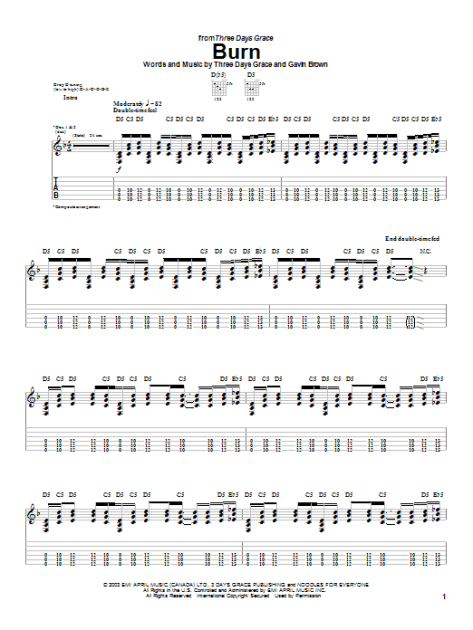 Burn - Guitar TAB | zZounds