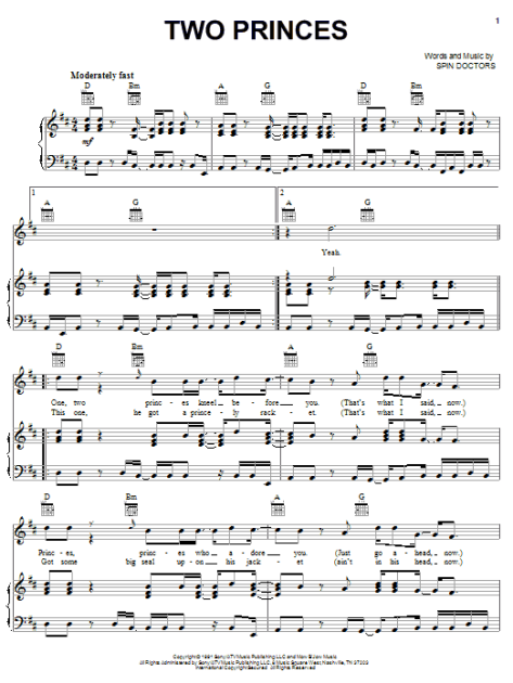Two Princes - Piano/Vocal/Guitar | zZounds