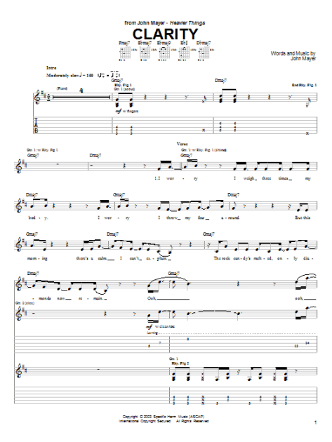 Clarity - Guitar TAB | zZounds
